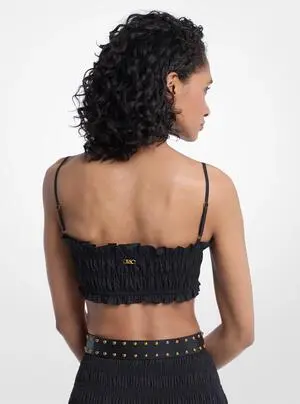 Michael Kors Smocked Cotton Poplin Bra Top In Size By