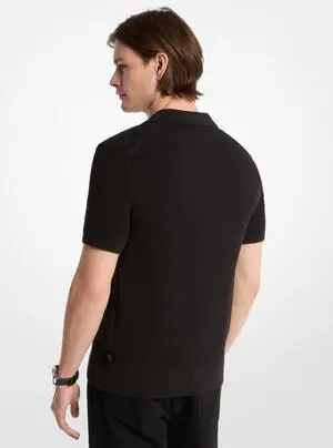 Michael Kors Johnny Textured Knit Cotton Polo Shirt In Size By