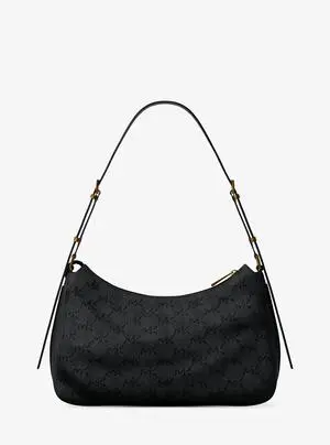 Michael Kors Nolita Medium Whipstitched Logo Leather Shoulder Bag - Black