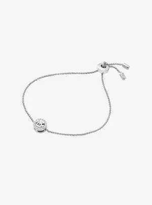 Michael Kors Pavé Logo Pendant Slider Bracelet - Silver