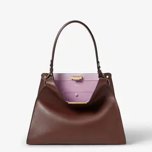 Fendi Way Medium Bag In Dark Leather And Violet Suede - Brown