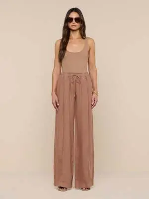 L'Agence Connie Linen Drawstring Trouser - Hazelnut