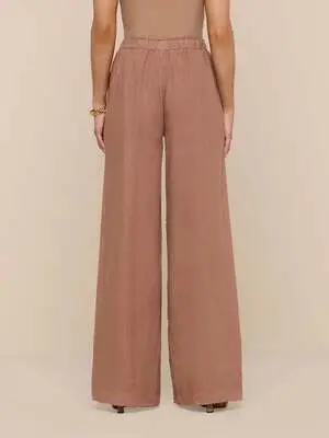 L'Agence Connie Linen Drawstring Wide Leg Trousers