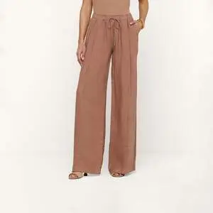 L'Agence Connie Linen Drawstring Wide Leg Trousers
