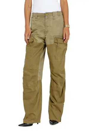 DIESEL® Cotton And Nylon Paneled Cargo Pants - Green