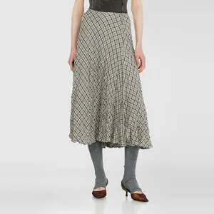 DIESEL® Seersucker-effect Check Midi Skirt