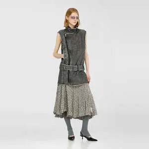 DIESEL® Biker-style Sleeveless Mini Dress With Belt