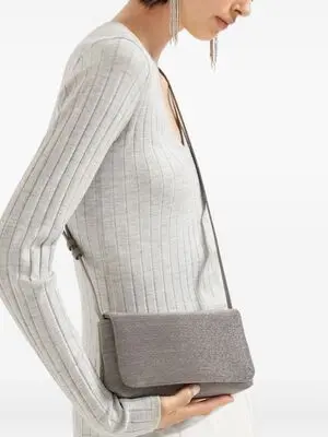 Brunello Cucinelli Monili Embellished Leather Crossbody Bag