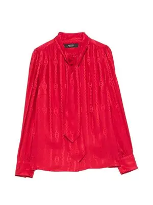 Gucci GUCCI Red Jacquard Logo Silk Shirt Multicolor