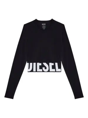 DIESEL® Cropped Long Sleeve Top With Logo Detail - Multicolor