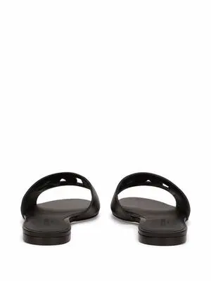 Dolce & Gabbana Dg Logo Leather Flat Sandals - Multicolor