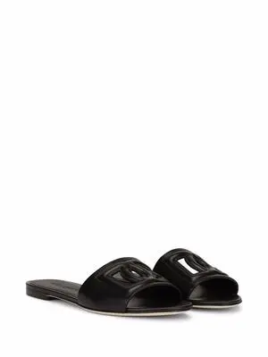 Dolce & Gabbana Dg Logo Leather Flat Sandals - Multicolor