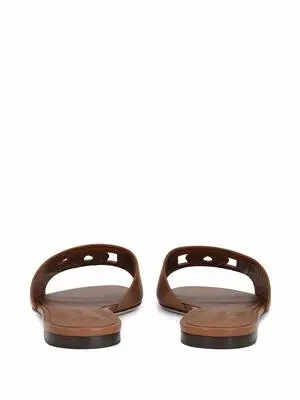 Dolce & Gabbana Dg Logo Leather Flat Sandals - Multicolor