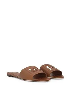 Dolce & Gabbana Dg Logo Leather Flat Sandals - Multicolor