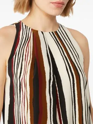 Max Mara Striped Silk Sleeveless Top - Multicolor