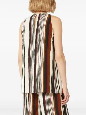 Max Mara Striped Silk Sleeveless Top - Multicolor