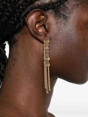 Chloé Gold-tone Logo Lettering Drop Earrings - Multicolor