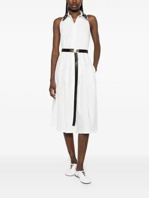 Max Mara Cotton Blend Midi Dress With Embellished Collar - Multicolor
