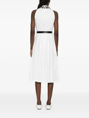 Max Mara Cotton Blend Midi Dress With Embellished Collar - Multicolor