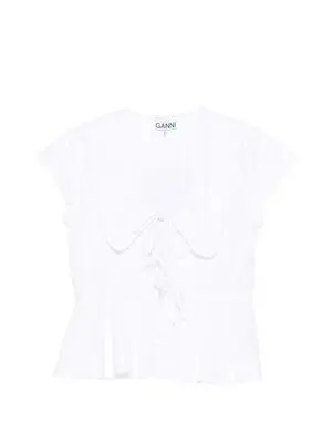 GANNI Puff Sleeve Peplum Top
