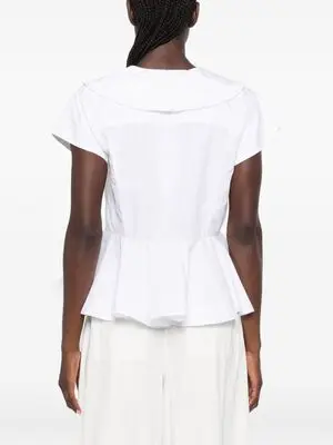 GANNI Puff Sleeve Peplum Top
