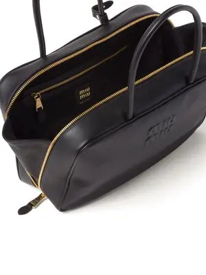 Miu Miu Beau Large Leather Handbag With Embossed Logo