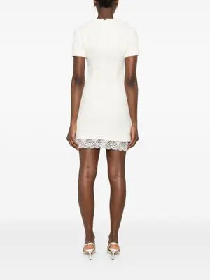 SELF-PORTRAIT Bouclé Mini Dress With Lace Trim - Multicolor