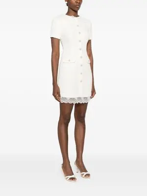 SELF-PORTRAIT Bouclé Mini Dress With Lace Trim - Multicolor