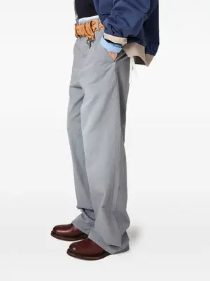 Miu Miu Cotton Trousers With Embroidered Logo - Multicolor
