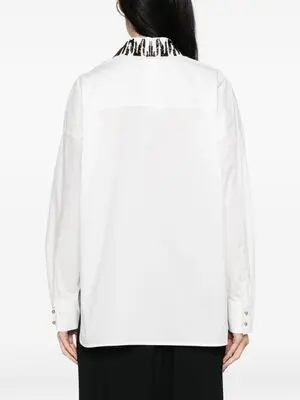 Max Mara White Cotton Shirt With Embellished Collar