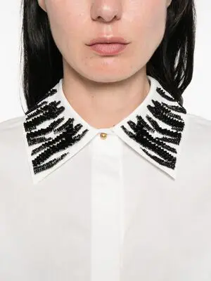Max Mara White Cotton Shirt With Embellished Collar