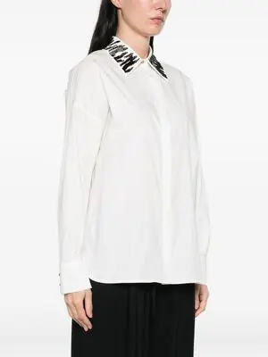 Max Mara White Cotton Shirt With Embellished Collar