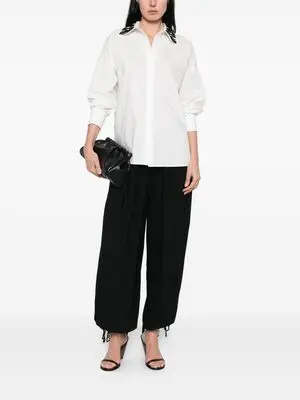 Max Mara White Cotton Shirt With Embellished Collar - Multicolor