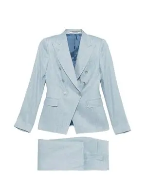 Tagliatore TAGLIATORE Linen Double-Breasted Suit Multicolor