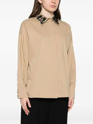 Max Mara Cotton Blend Shirt With Embellished Collar