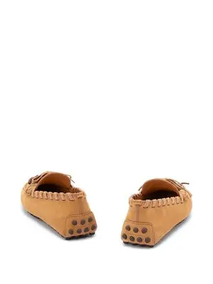 TOD'S Gommino Suede Leather Loafers With Braided Trim - Multicolor