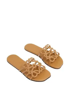 Loewe Petal Anagram Leather Slides - Multicolor