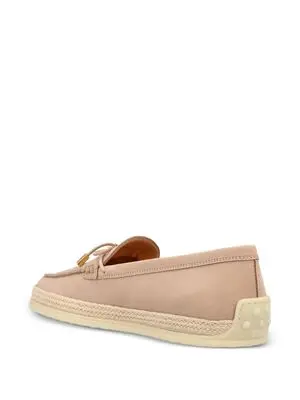 TOD'S Suede Leather Loafers With Rope Trim And Logo Detail - Multicolor