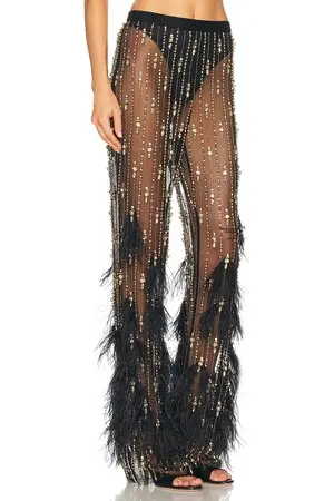 Lapointe Deco Stripe Embroidery Flare Pant