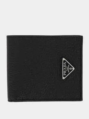 Prada Leather Wallet With Logo - Black