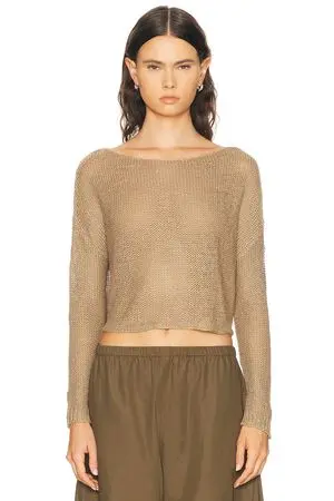 Enza Costa Linen Open Bateau Sweater