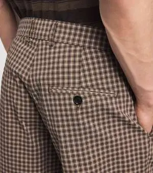 Oliver Peoples Pleated Check Chino Shorts