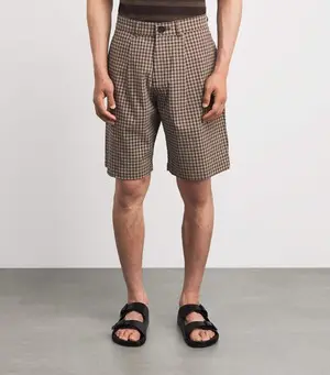 Oliver Peoples Pleated Check Chino Shorts