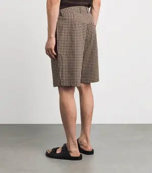 Oliver Peoples Pleated Check Chino Shorts