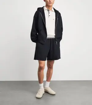 COLE BUXTON Cotton Jersey Sweatshorts With Raw Edge Hem