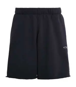 COLE BUXTON Cotton Jersey Sweatshorts With Raw Edge Hem - Navy