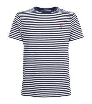 Polo Ralph Lauren Cotton Stripe Polo Pony Slim T-shirt - Navy