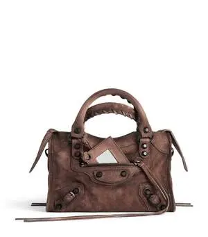 Balenciaga Mini Suede Le City Top-handle Bag - Brown