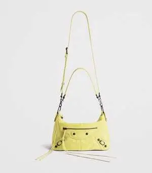 Balenciaga Mini Lambskin Le City Moto Shoulder Bag - Yellow