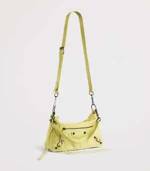 Balenciaga Mini Lambskin Le City Moto Shoulder Bag - Yellow